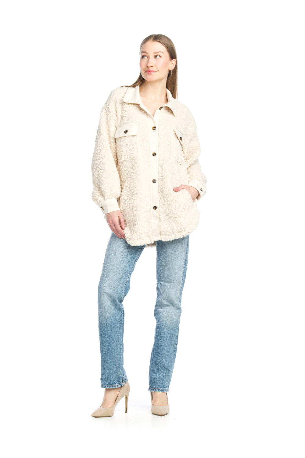 CREAM Teddy Bear Shacket with Pockets – PAPILLON CLOTHING